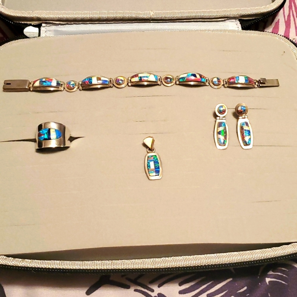 Opal Multi Colored Jewelry Set In Sterling Silver..4 … - Gem